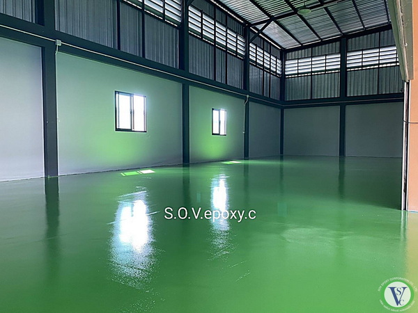 เคลือบพื้น Epoxy โรงงานสีเขียว - SOV Epoxy Floor ทำพื้นอีพ็อกซี่
